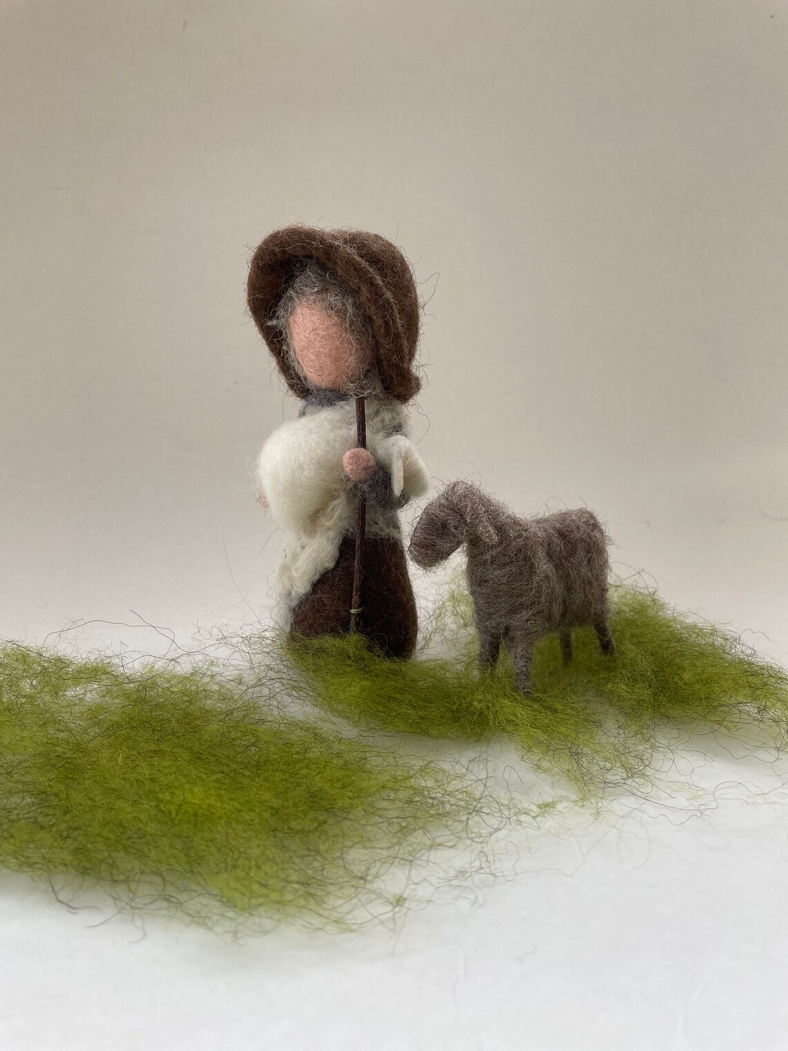 Felted Shepherd and His Sheep | Etsy