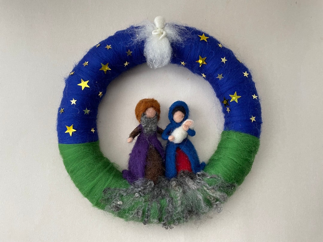 Wreath Josephmaryjesusangelnativitychristmasneedle - Etsy