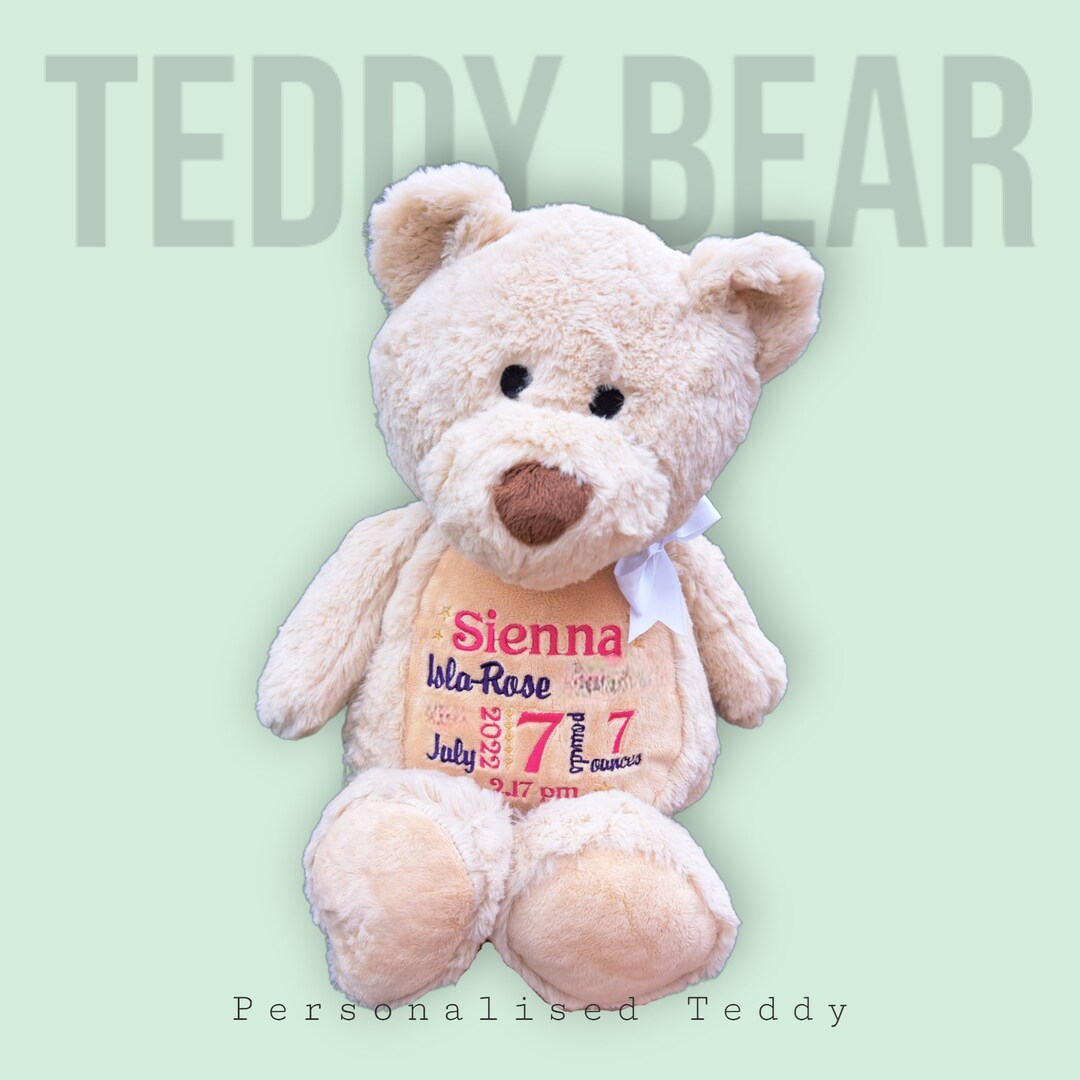 Personalised Embroidered Stuffed Teddy Bear - Etsy