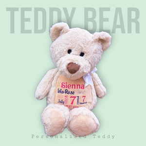 Personalised Embroidered Stuffed Teddy Bear - Etsy