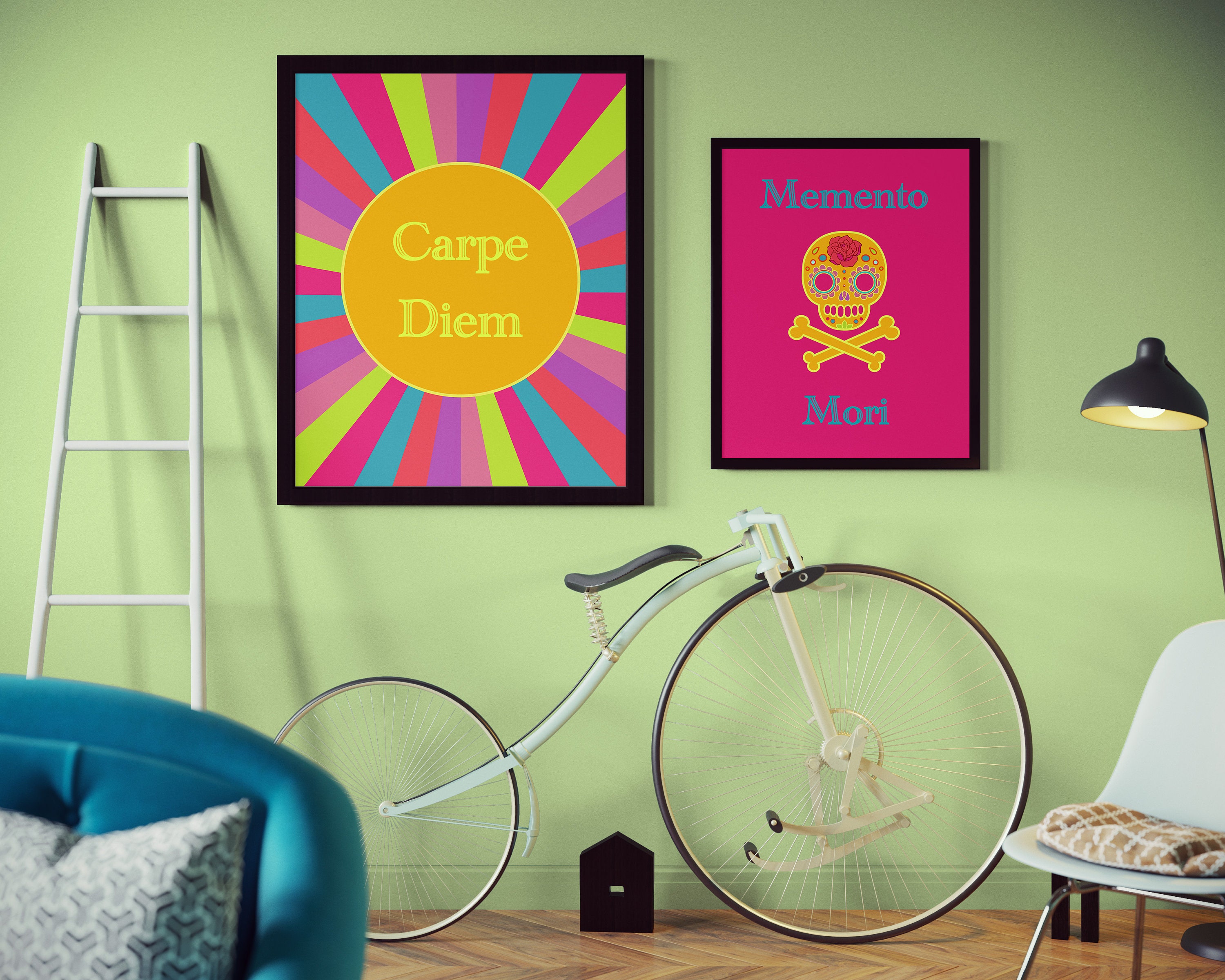 Typography Wall Art Poster Set of 2 Prints Rainbow Colours - Etsy UK
