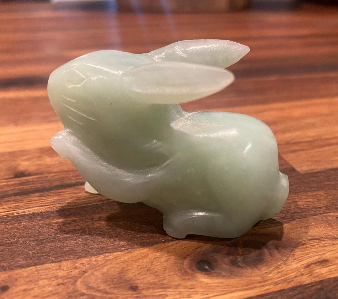 Vintage Jade Rabbit Figurine, Paperweight, Shelf Display, Luck, Year of ...