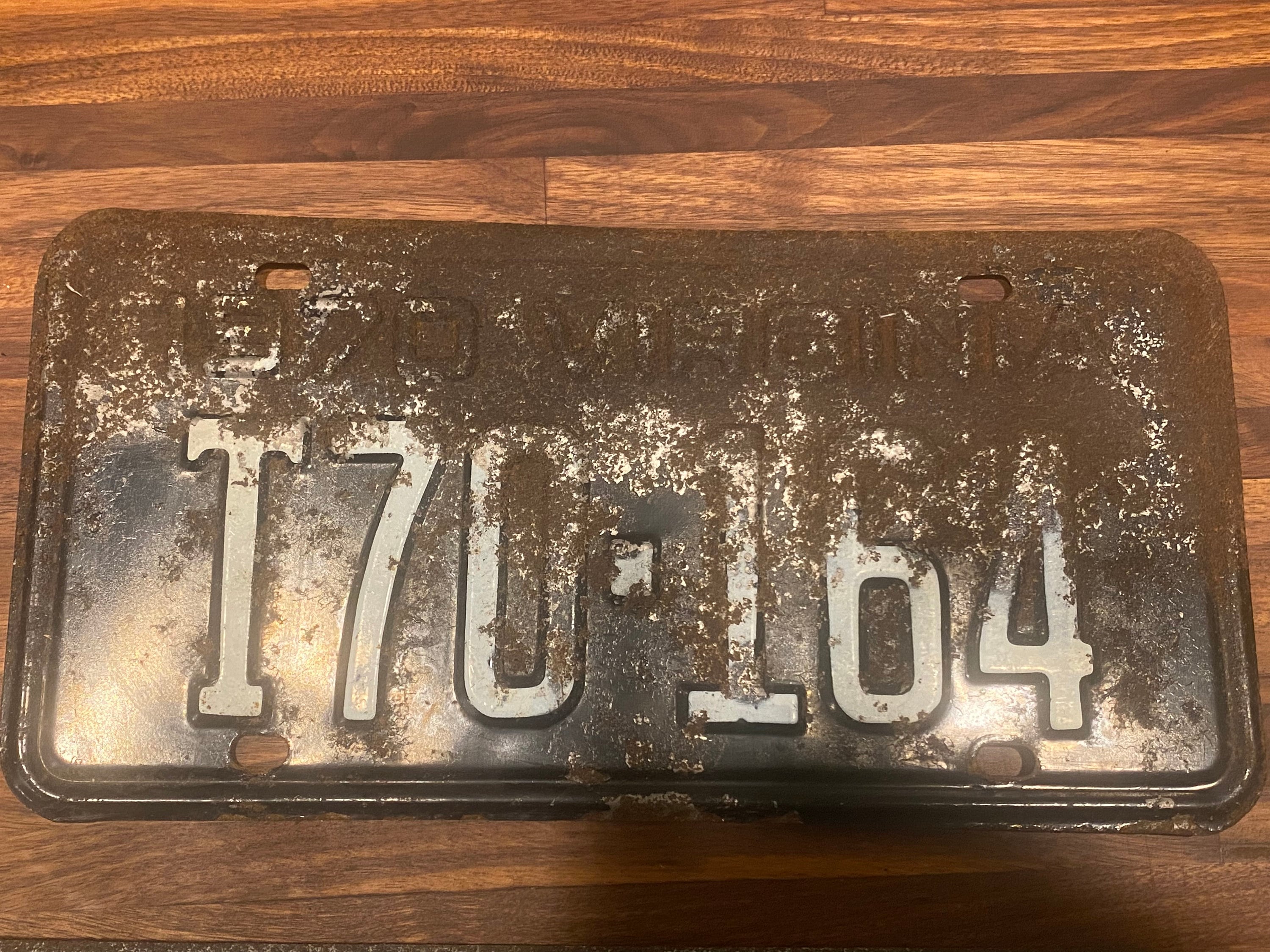 Vintage Authentic Virginia 1970 Expired License Plate, T70-164 White ...