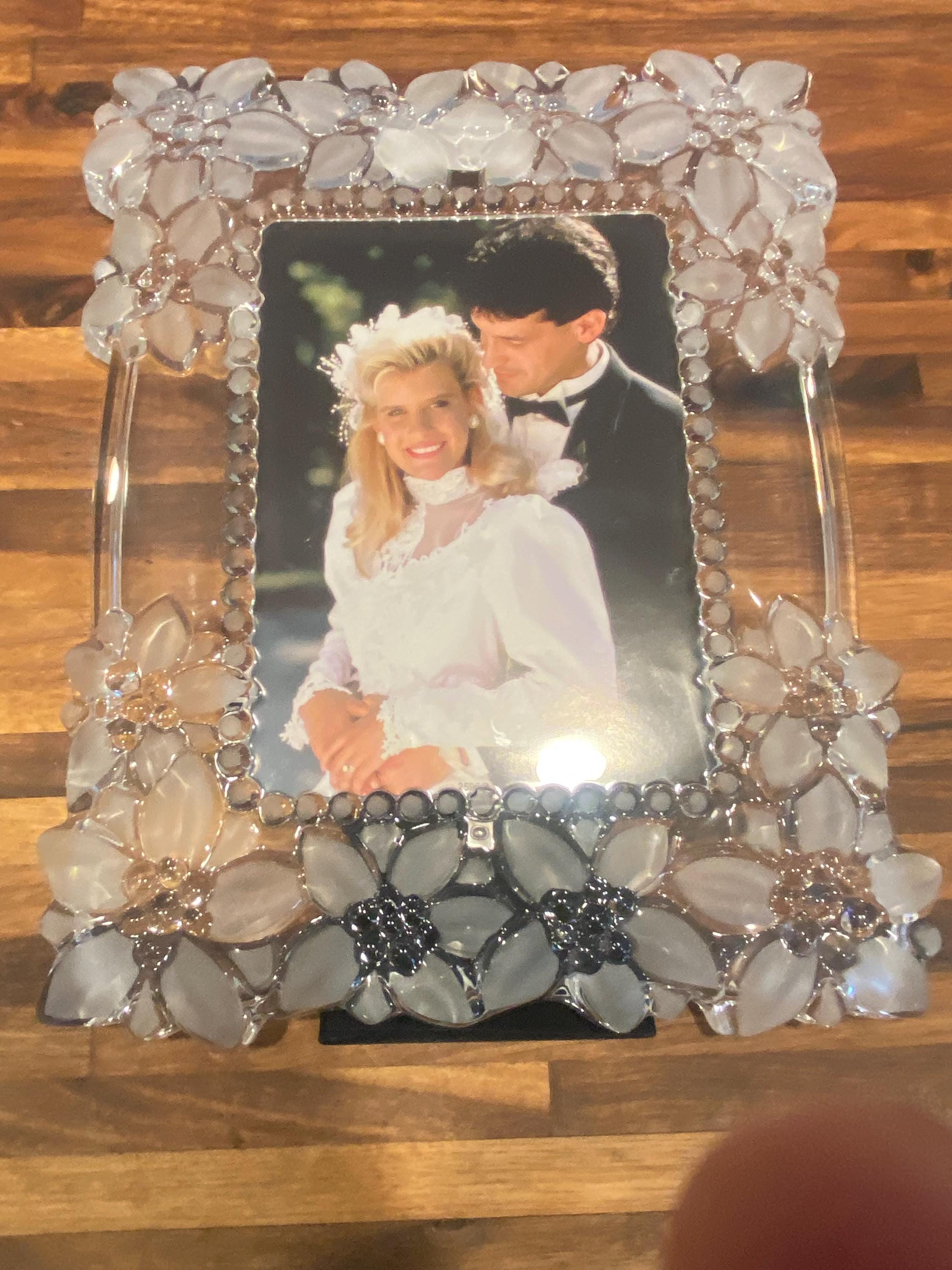 Vintage MIKASA Floral Bouque 5x7 Inch Crystal Photo Frame. Wedding ...