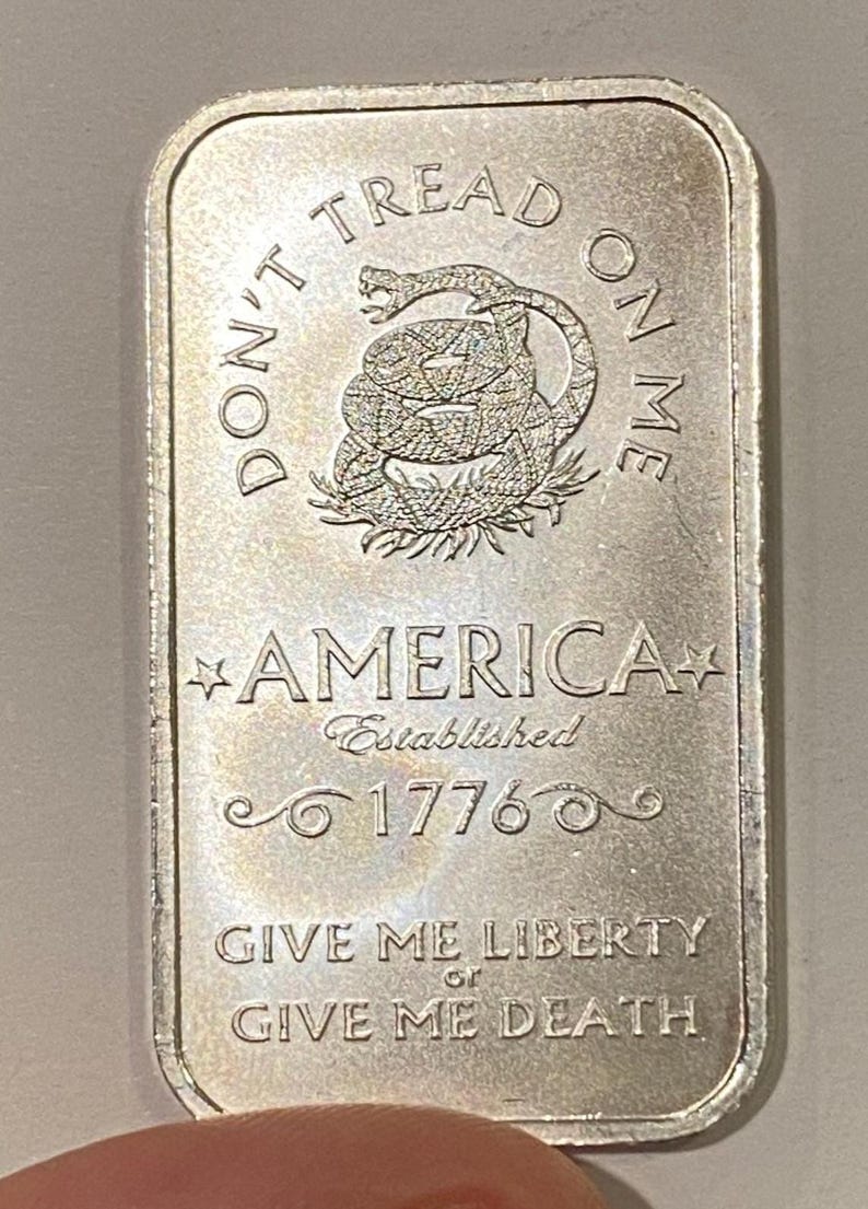 1 Oz .999 Fine Silver Bar: Don't Tread on Me, America 1776 - Etsy