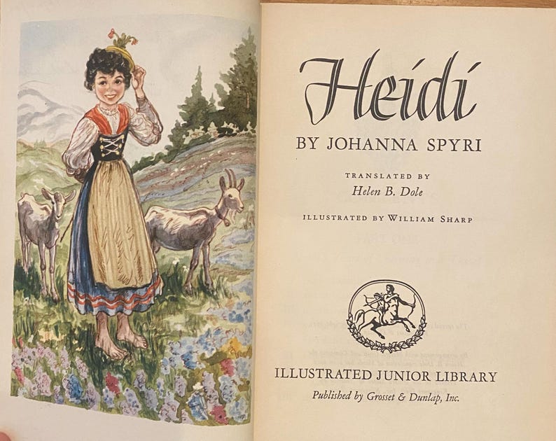 Vintage "heidi" Book, 1945 Junior Library Edition, Illustrated by ...