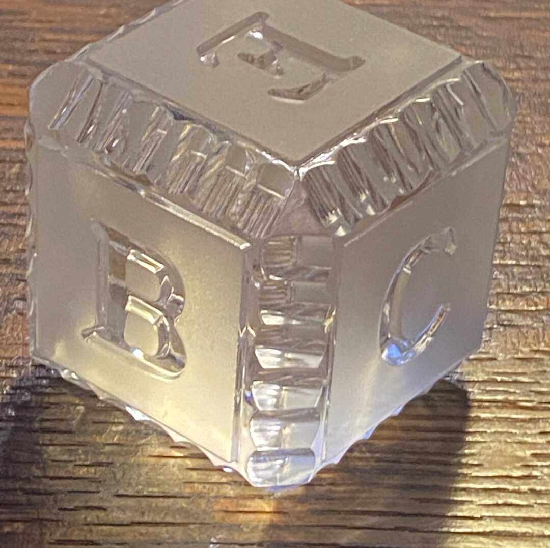 WATERFORD Crystal Alphabet Abcs Baby Block Cube Paperweight; Signed ...