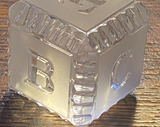 WATERFORD Crystal Alphabet Abcs Baby Block Cube Paperweight; Signed ...