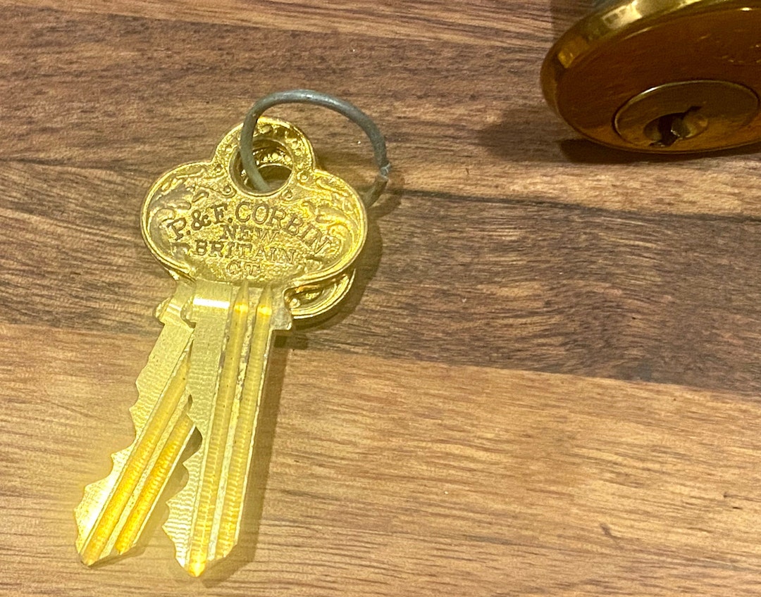 Vintage Corbin 3R6 RIM Night Latch Door Lock With Two Keys Marked "p&f ...