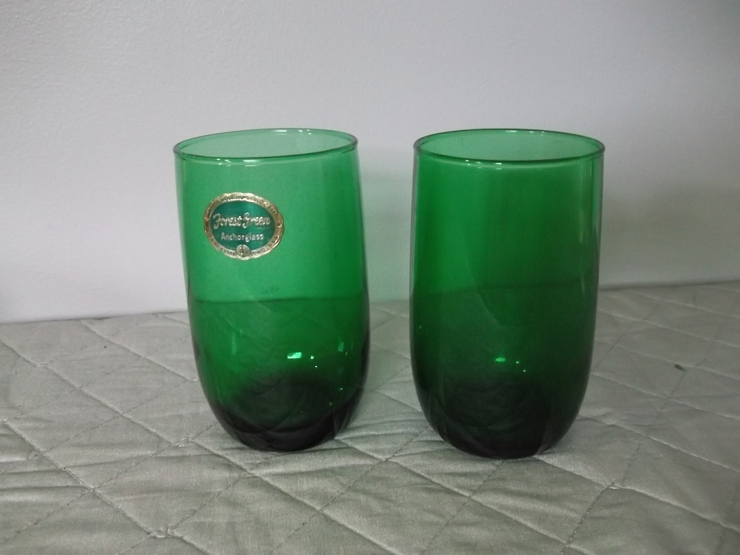 Anchor Hocking Forest Green Roly Poly Table Tumblers 1940's 1950's - Etsy