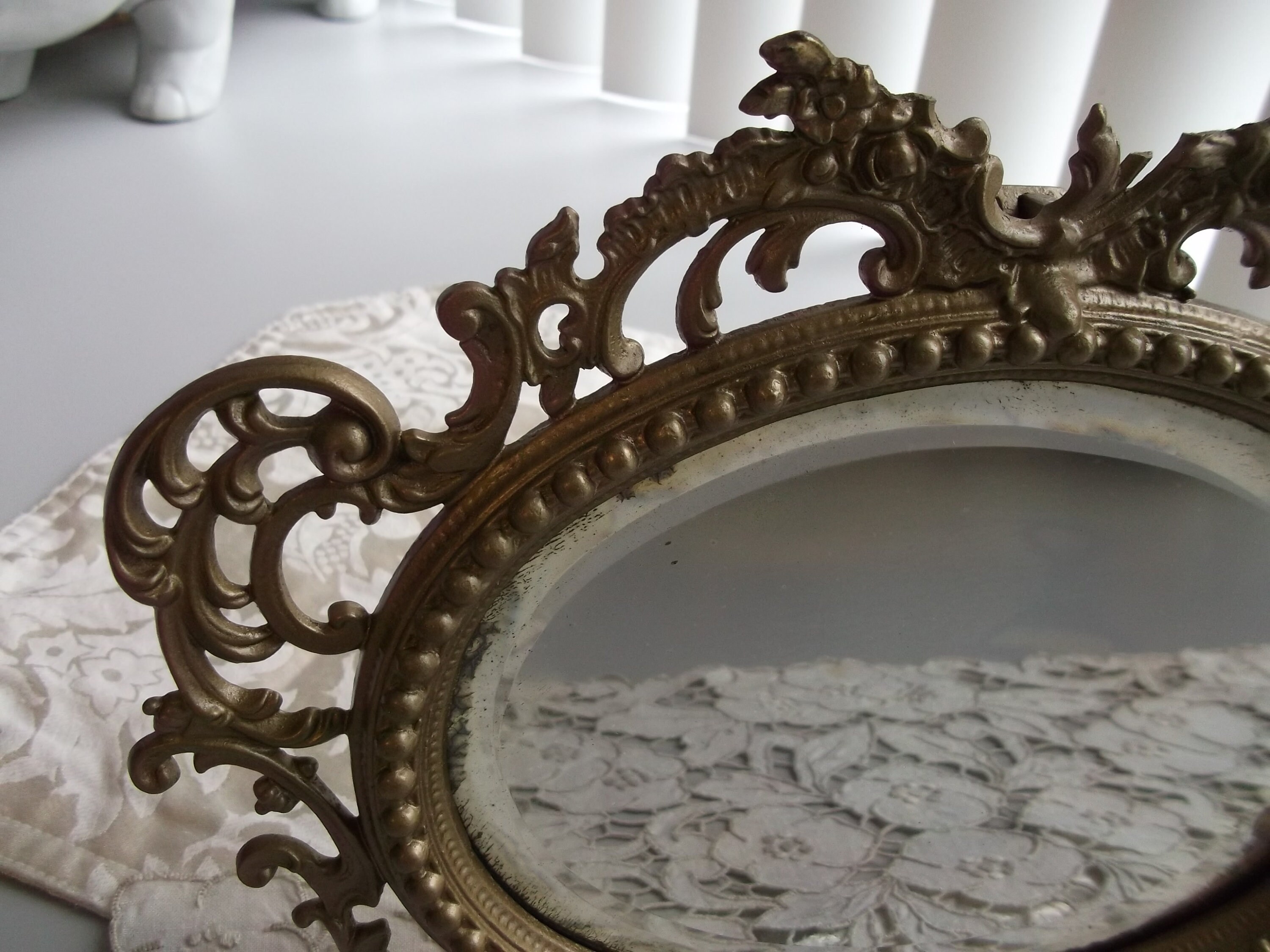 Rococo Style Oval Mirror With Cast Metal Frame - Etsy