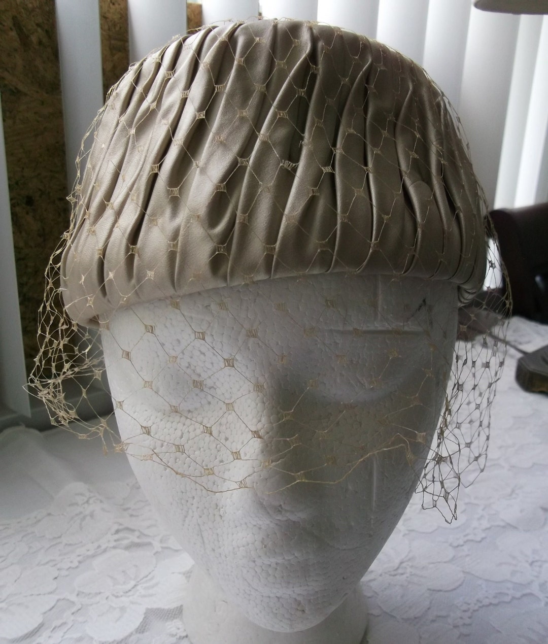 Ladies Vintage Pleated Satin Hat Pill Box Hat With Veil - Etsy