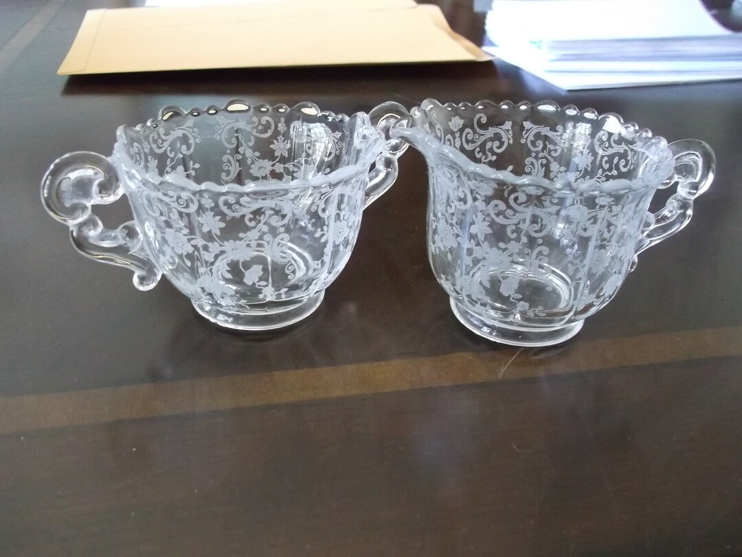 Vintage Cambridge Chantilly Glass Creamer and Sugar Set - Etsy