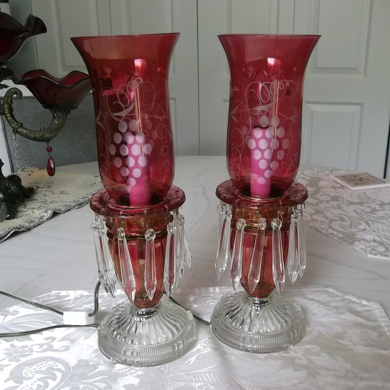 Cranberry Glass Lamp - Etsy