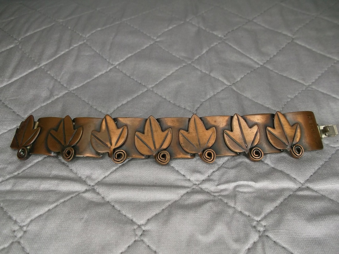 Vintage Francisco Rebajes Copper Leaf Bracelet - Etsy
