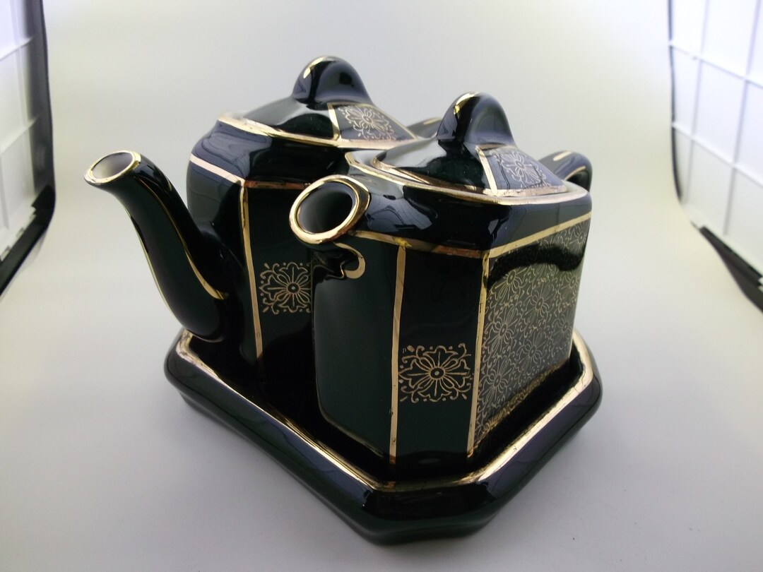 Vintage Rare Hall Tea for Two Tea Set Black With Gold Decal - Etsy