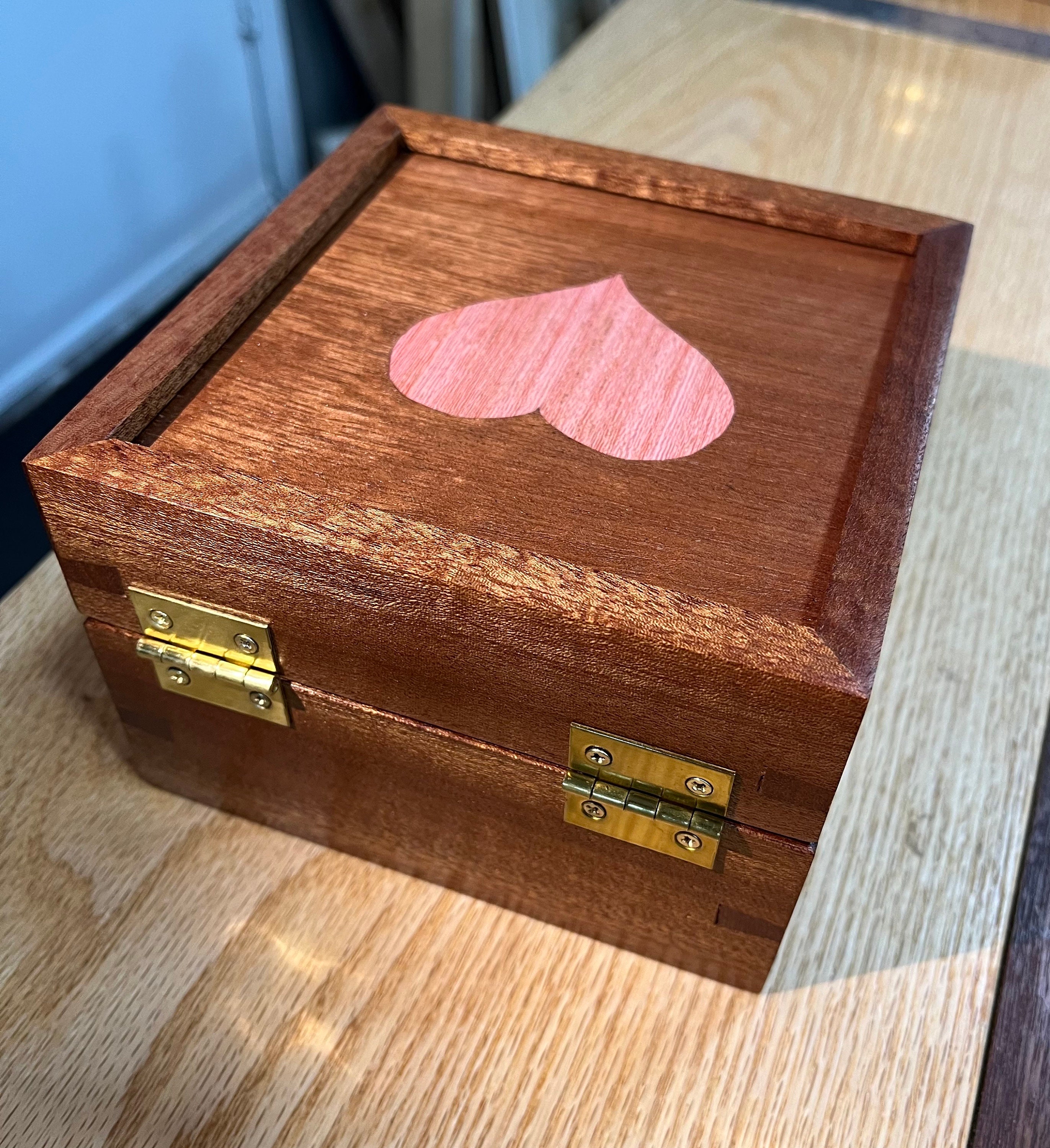 Heart Marquetry Inlay Mahogany Box - Etsy