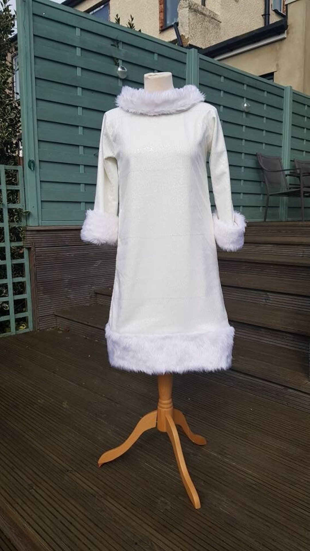 Enid Sinclair Raven Dance Sequin Dress With White Cuffs and Collar - Etsy