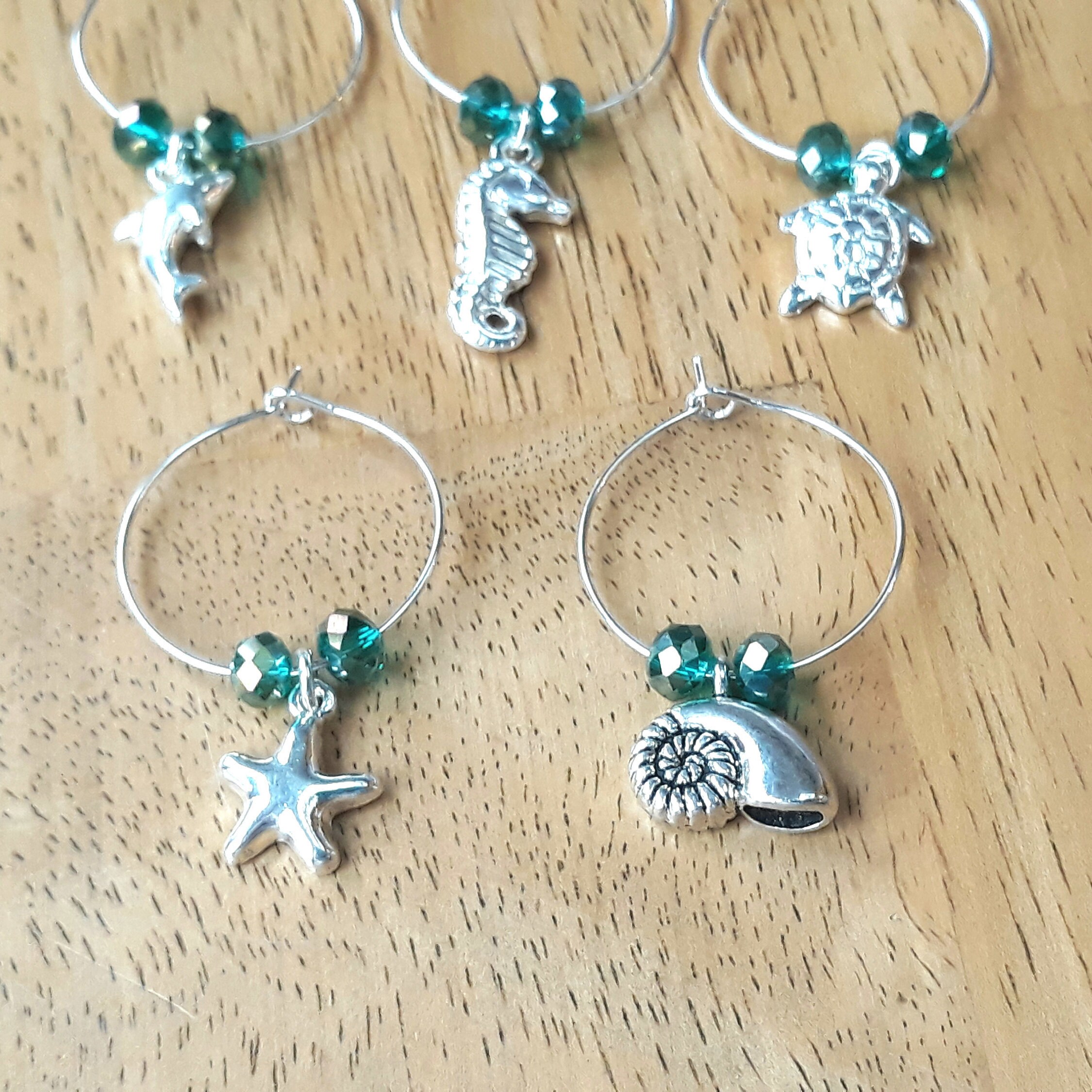 Wine Glass Charms Ocean Theme Party Silver Wine Charms With - Etsy
