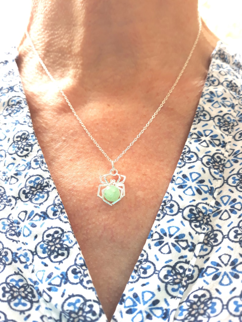 Pink Spider Necklace Rose Quartz Pendant Sterling Silver - Etsy