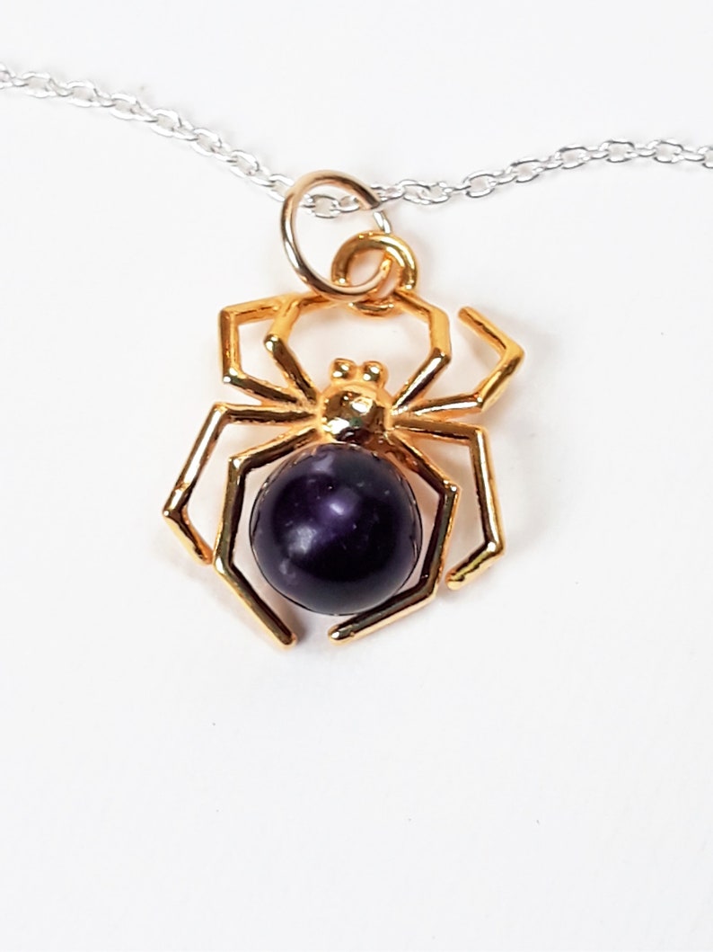 Purple Spider Pendant, 24ct Gold Plated Sterling Silver, Amethyst and ...