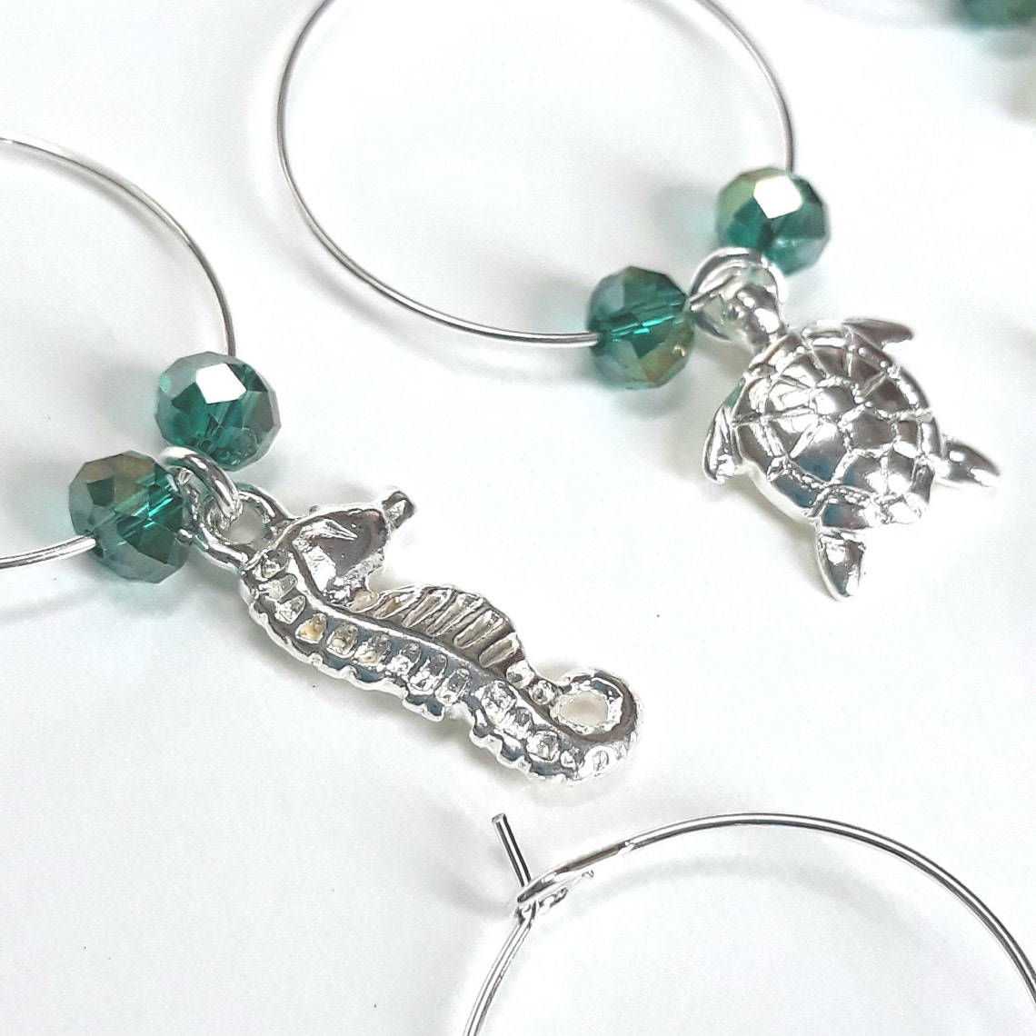 Wine Glass Charms Ocean Theme Party Silver Wine Charms With - Etsy
