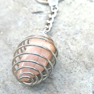 Moonstone Keychain, Spiral Cage Peach Gemstone Keyring, or Quartz ...