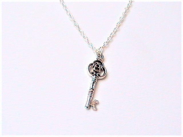Key to Success Necklace, Silver Key Pendant, Fancy Key Necklace ...