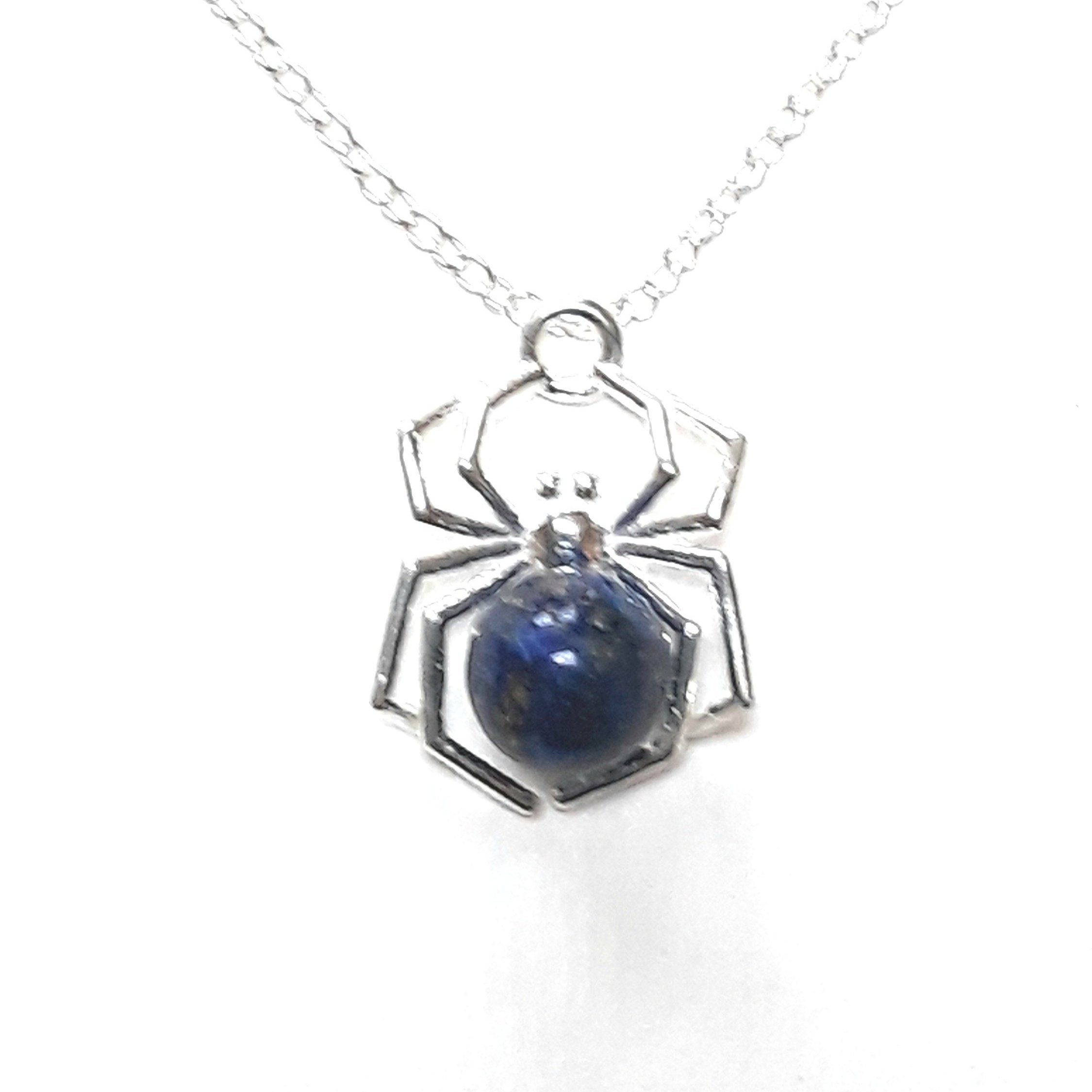 Lapis Lazuli Spider Necklace, Sterling Silver Blue Stone Pendant With Chain, Geeky Gift - Etsy