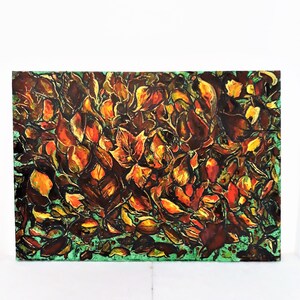 Autumn Leaves Painting, Original Acrylic Art on Canvas With Fall ...