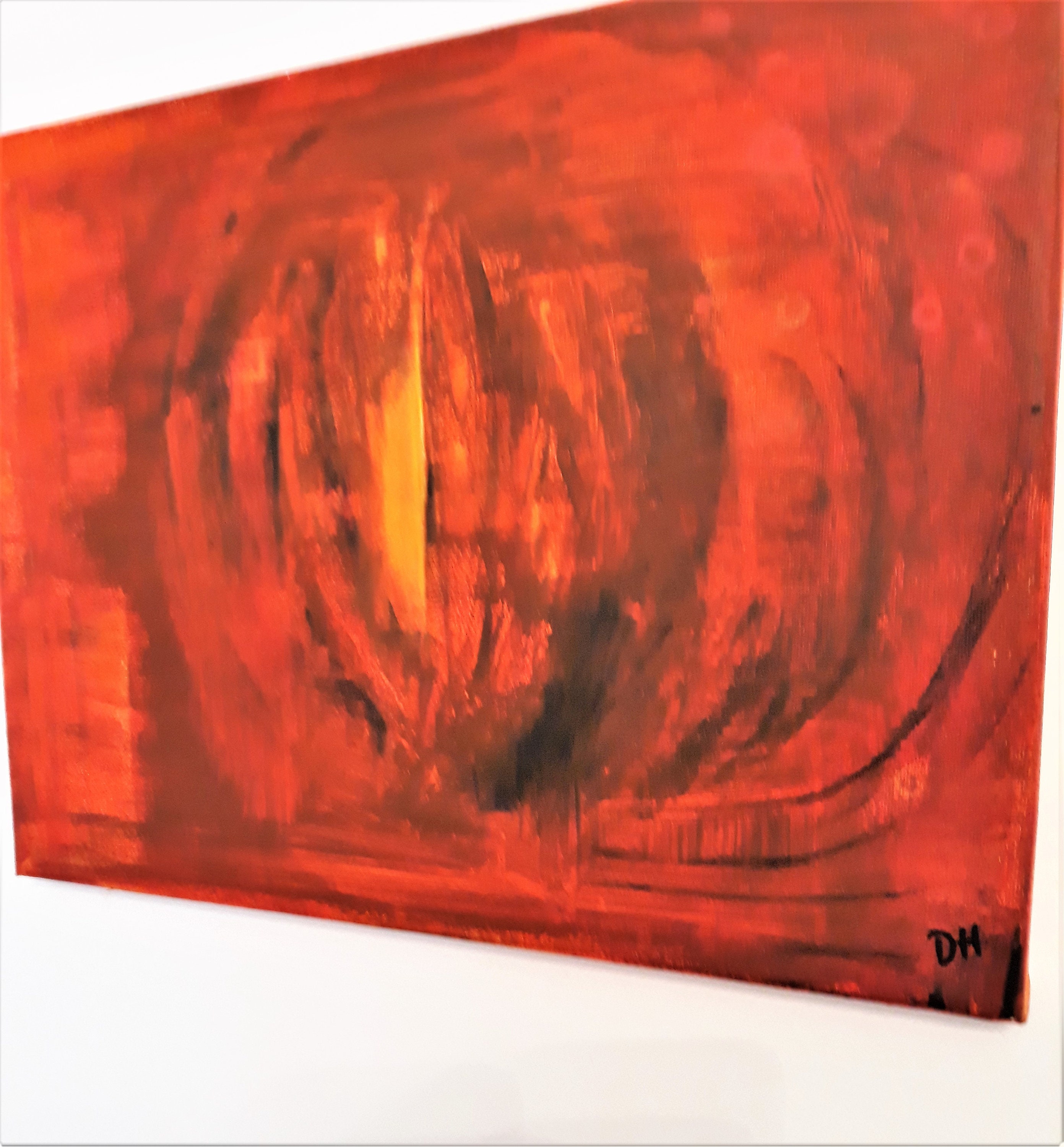 Red Abstract Painting With Orange. Black and Yellow, Brightly Coloured ...