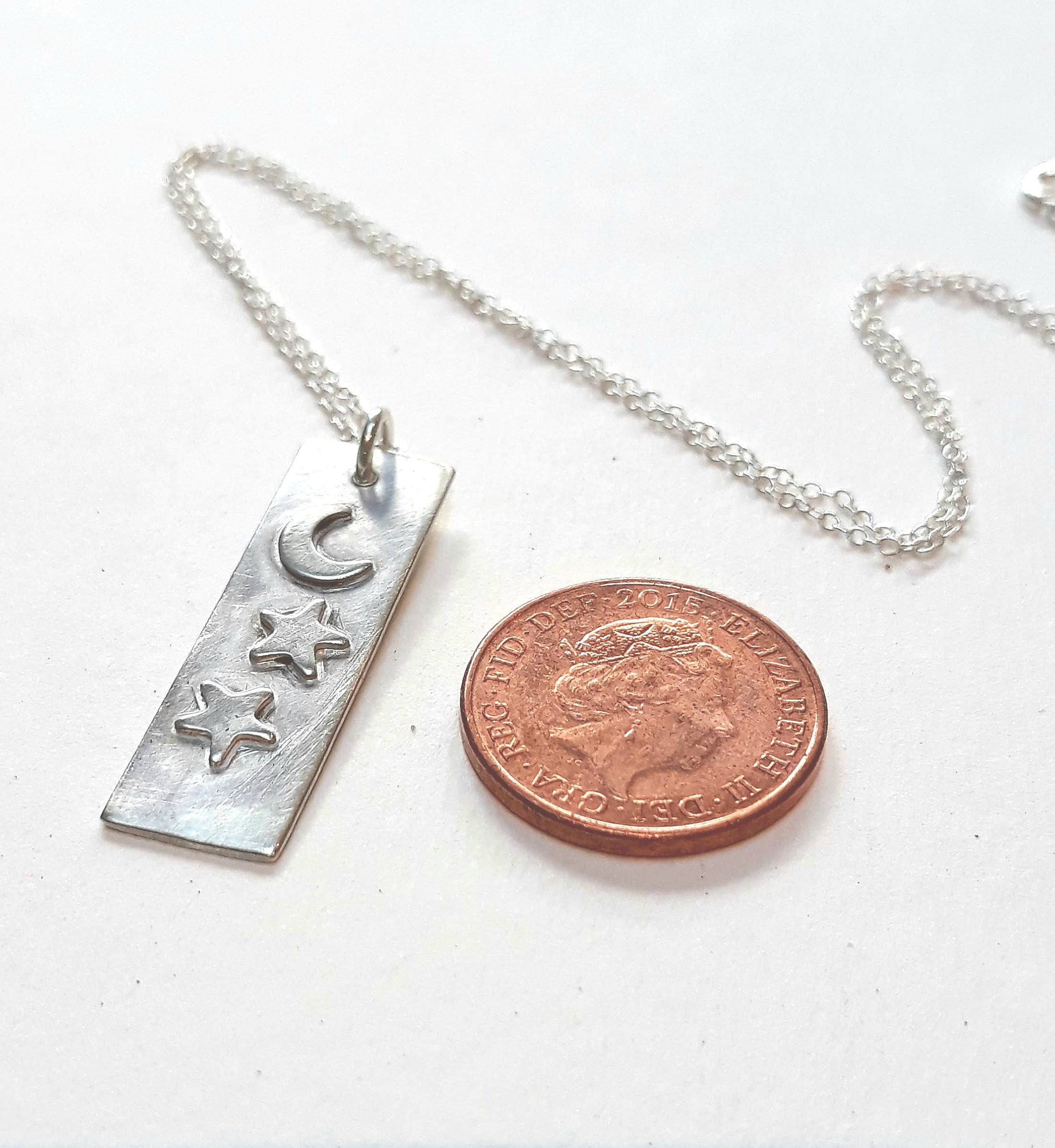 Celestial Necklace Crescent Moon and Stars Solid 925 Sterling - Etsy