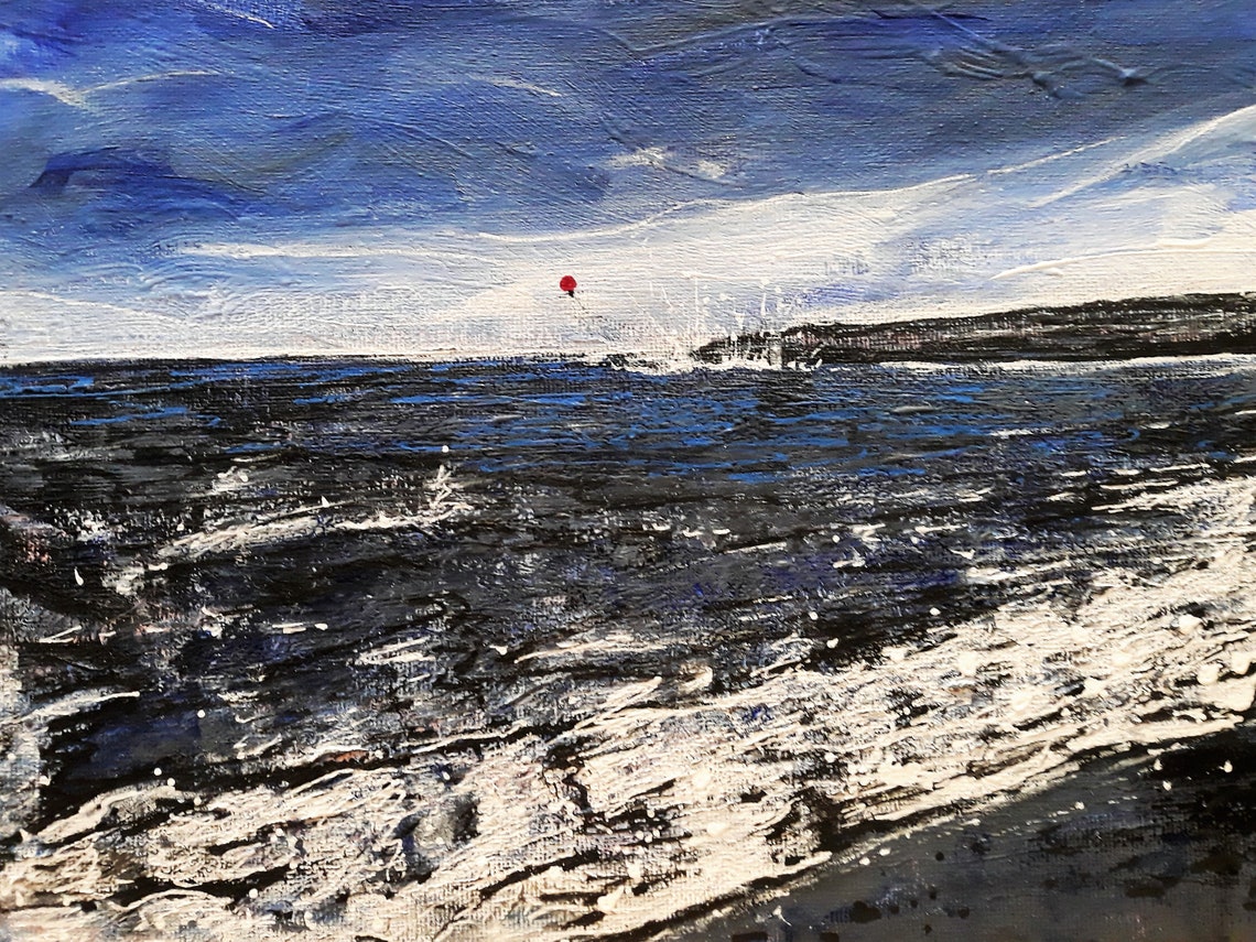 Original Sea Painting the Lost Balloon, Acrylics on Canvas A4 Size ...