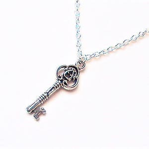 Key to Success Necklace, Silver Key Pendant, Fancy Key Necklace ...