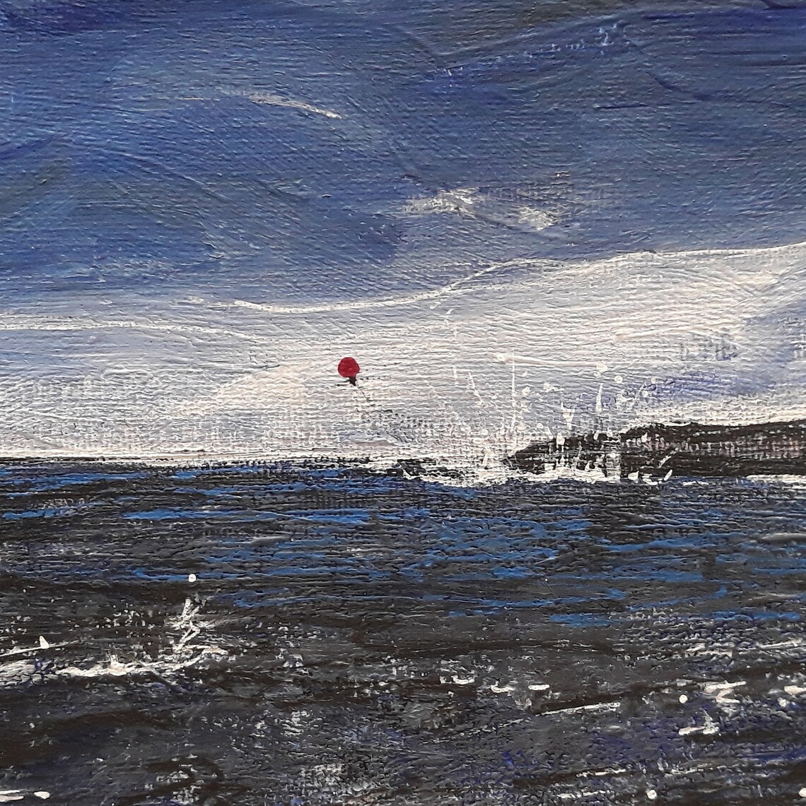 Original Sea Painting the Lost Balloon, Acrylics on Canvas A4 Size ...