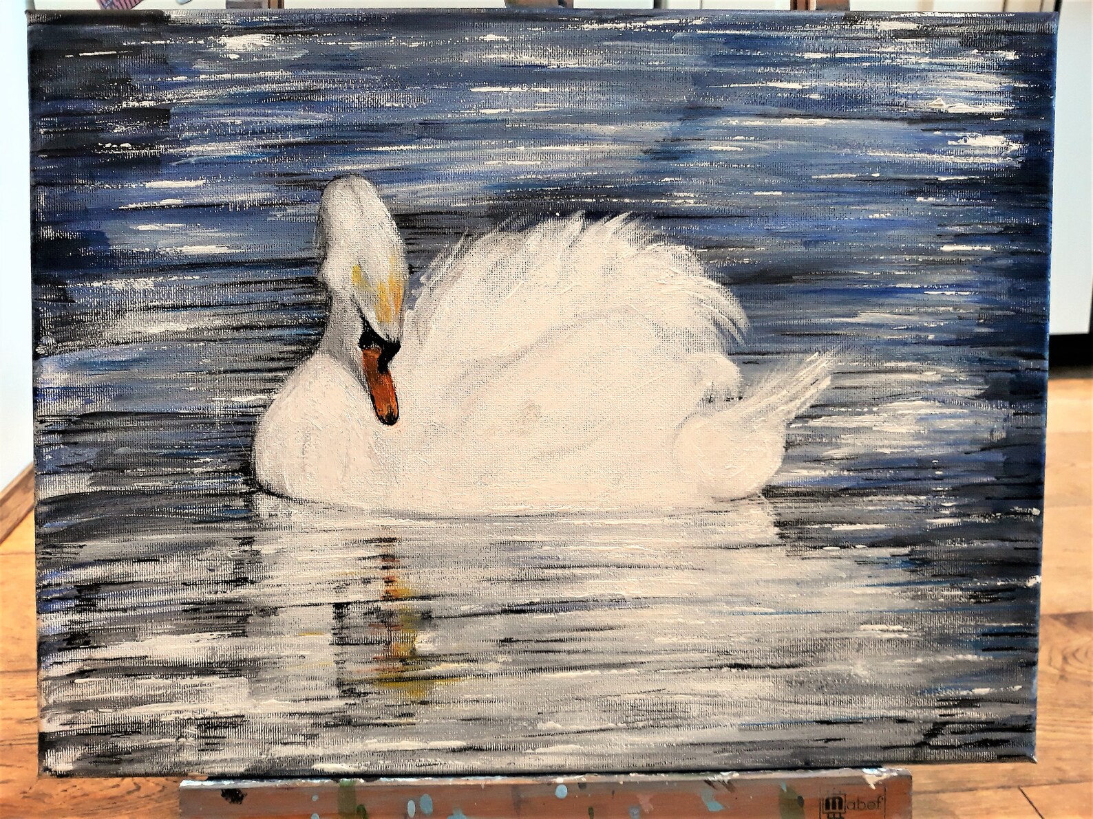 Swan Painting Swan Lake Art Original Acrylic on Canvas | Etsy