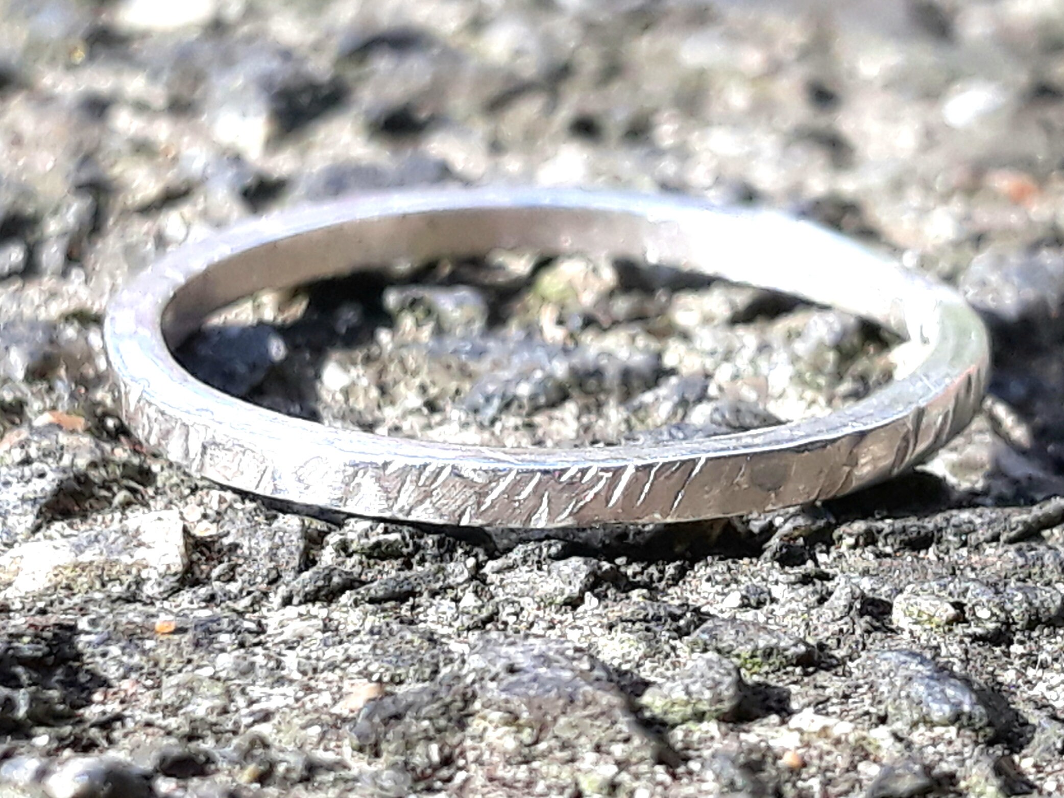 Hammered Silver Ring, Handmade 925 Sterling Silver Slim Band, Textured ...