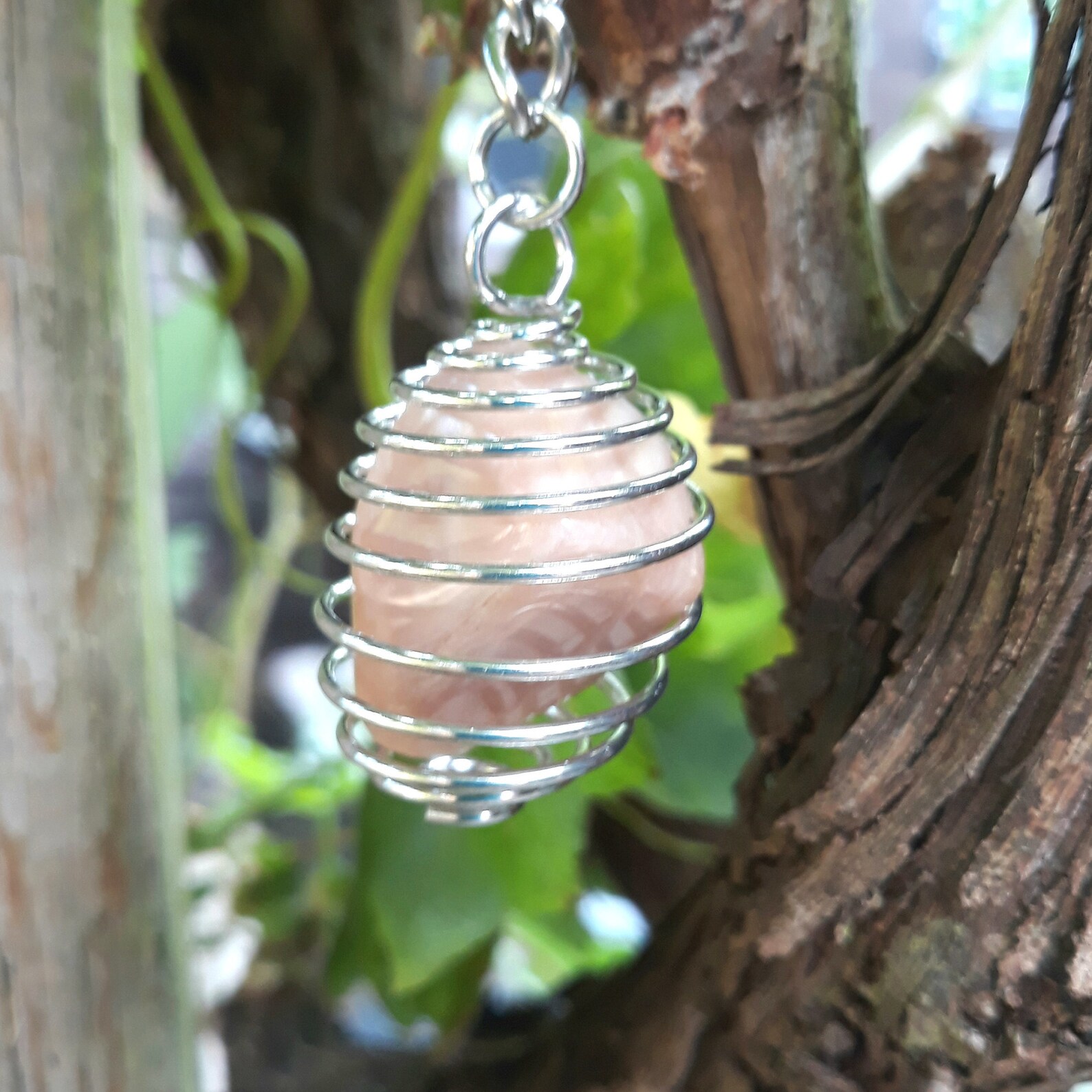 Moonstone Keychain, Spiral Cage Peach Gemstone Keyring, or Quartz ...