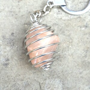 Moonstone Keychain, Spiral Cage Peach Gemstone Keyring, or Quartz ...