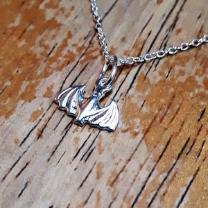 Dainty Bat Necklace, Sterling Silver Halloween Pendant With 16" Chain ...