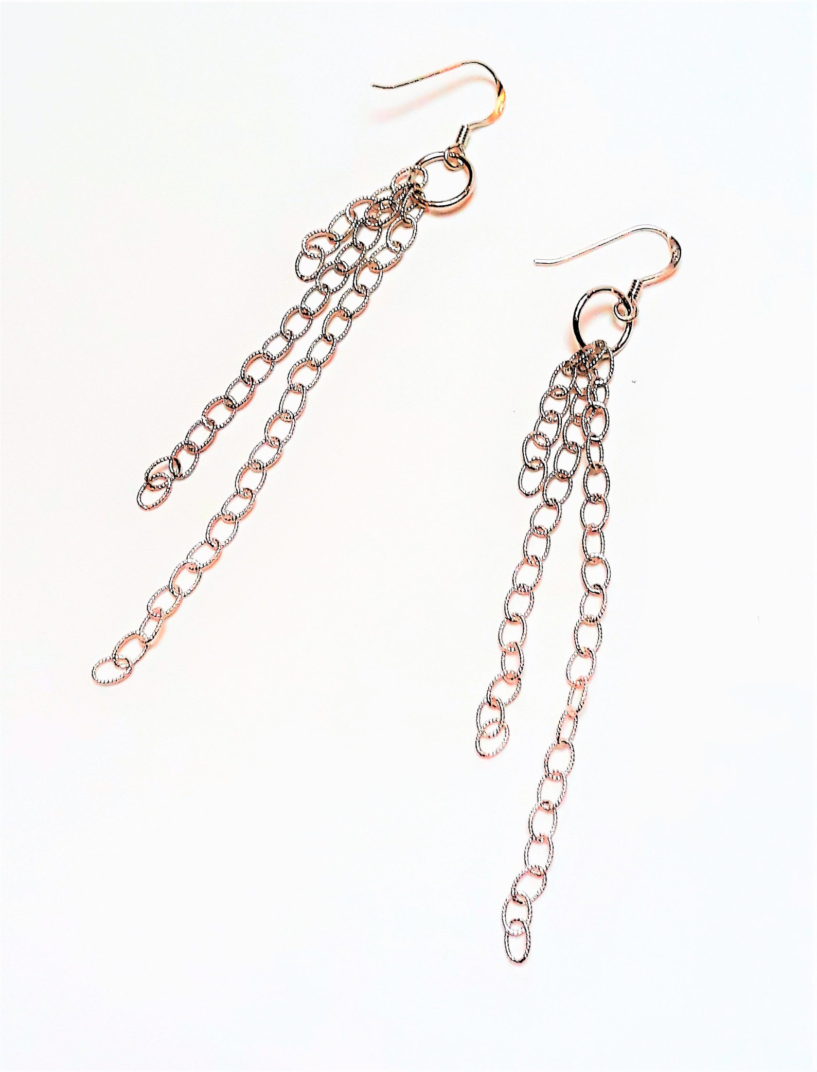 Long Chain Earrings in Sterling Silver With Sparkly Engraved | Etsy