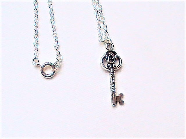 Key to Success Necklace, Silver Key Pendant, Fancy Key Necklace ...