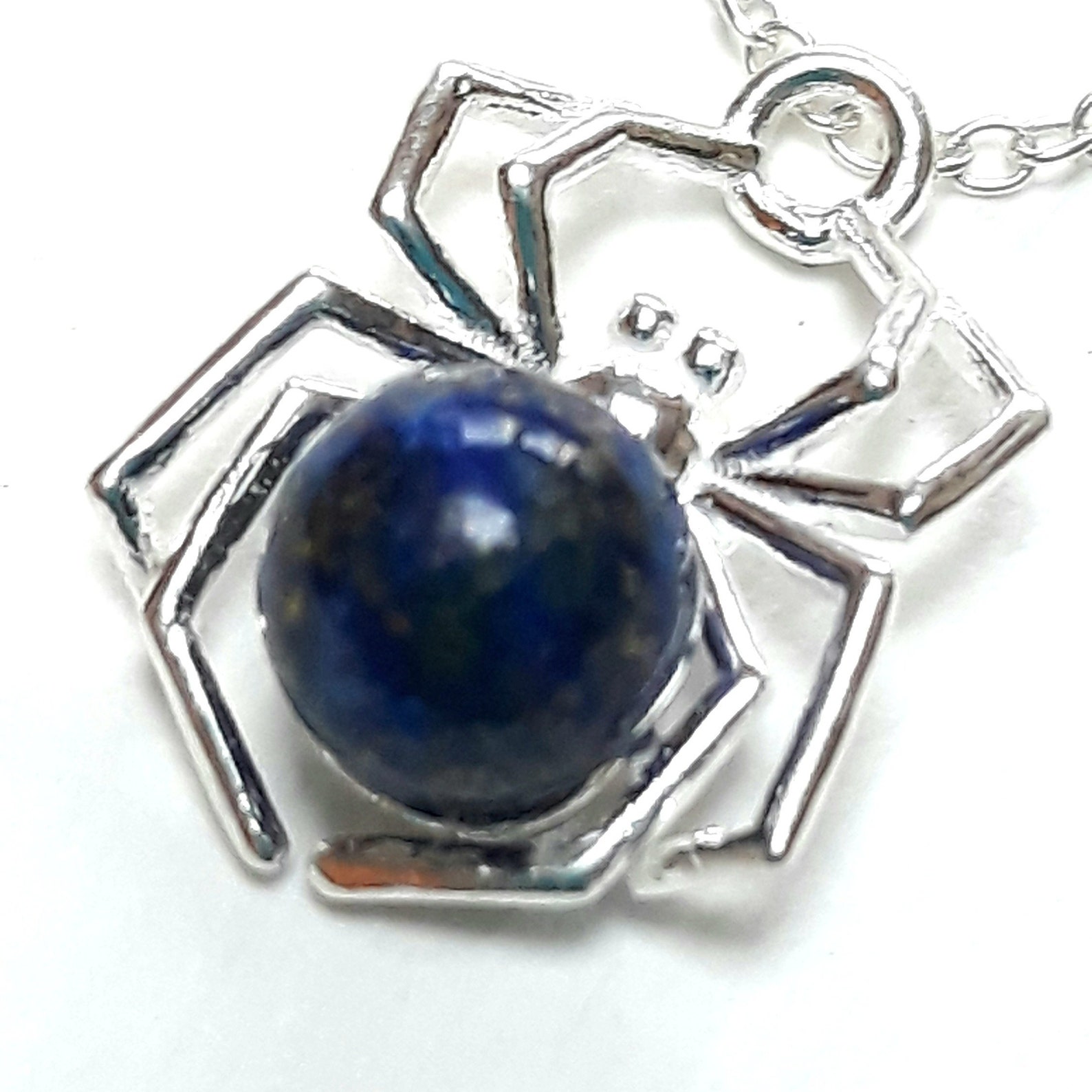 Lapis Lazuli Spider Necklace, Sterling Silver Blue Stone Pendant With Chain, Geeky Gift - Etsy
