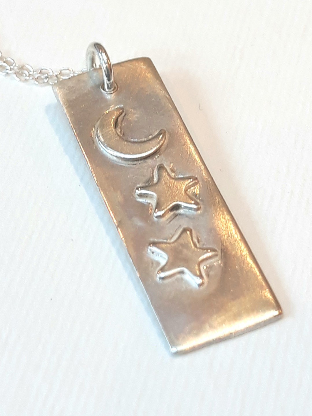 Celestial Necklace Crescent Moon and Stars Solid 925 Sterling - Etsy