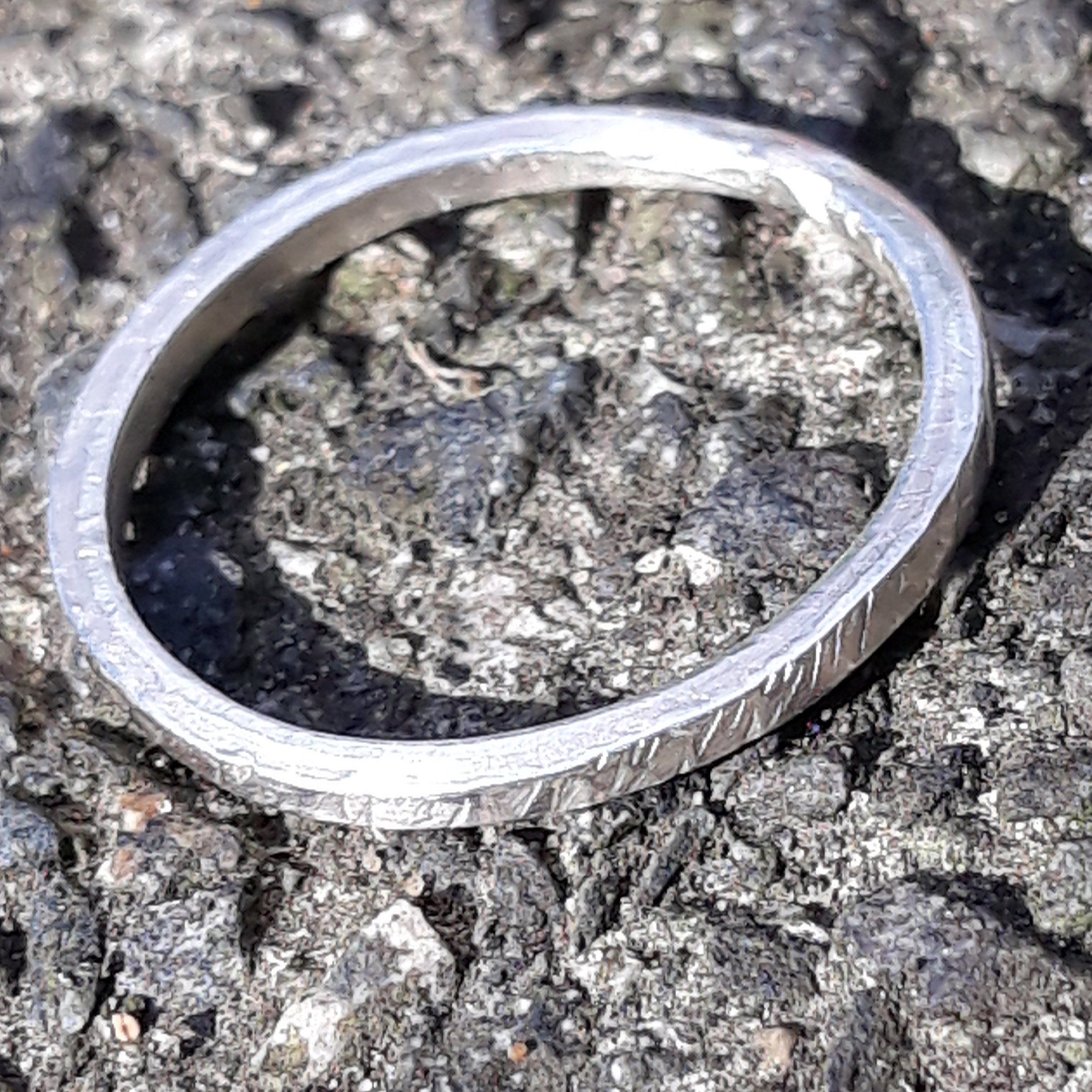 Hammered Silver Ring, Handmade 925 Sterling Silver Slim Band, Textured ...