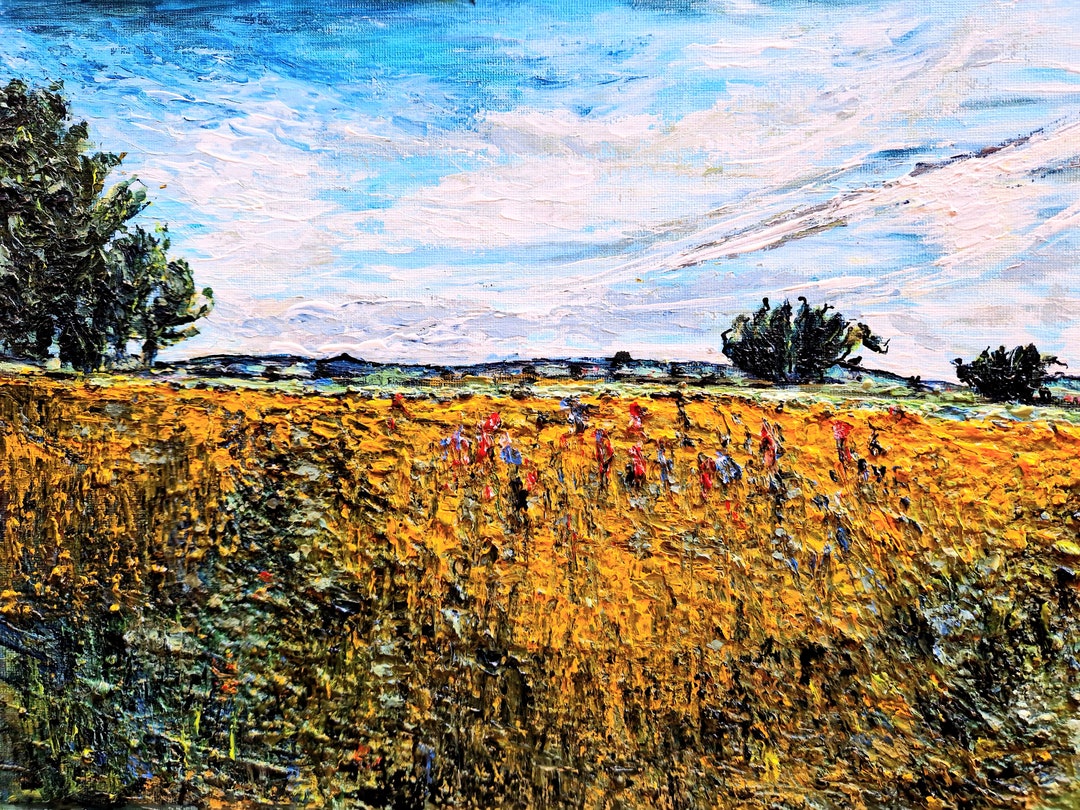 Bright Landscape Painting in Bold Colours, Textured Acrylics on Canvas ...