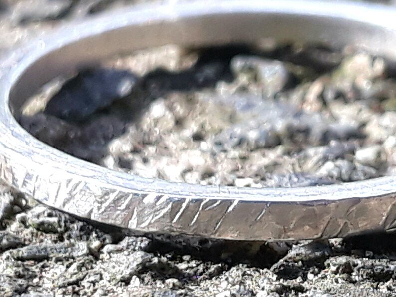 Hammered Silver Ring, Handmade 925 Sterling Silver Slim Band, Textured ...