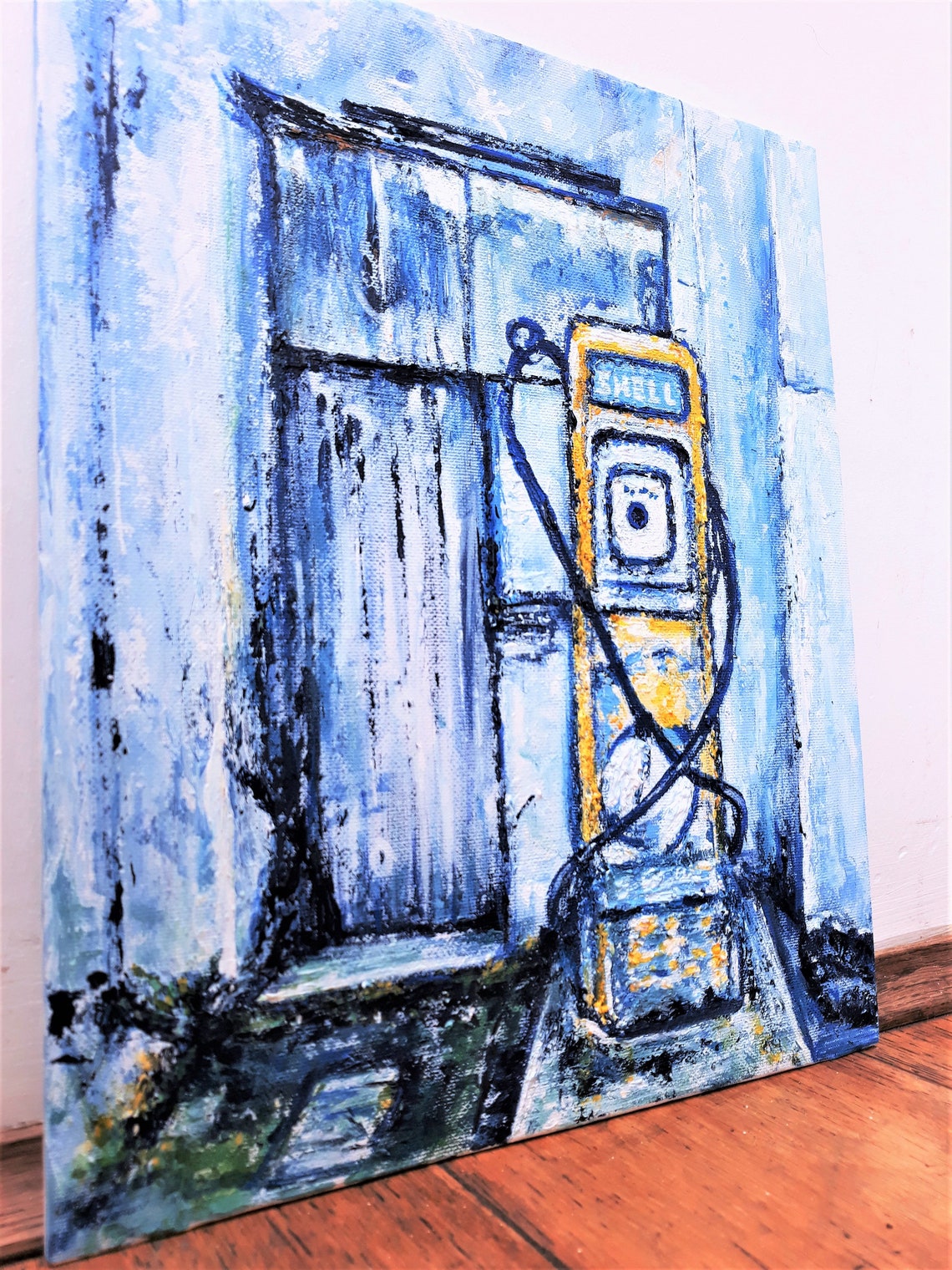 Retro Painting, Original Old Gas Pump Artwork, Shell Petrol Station ...