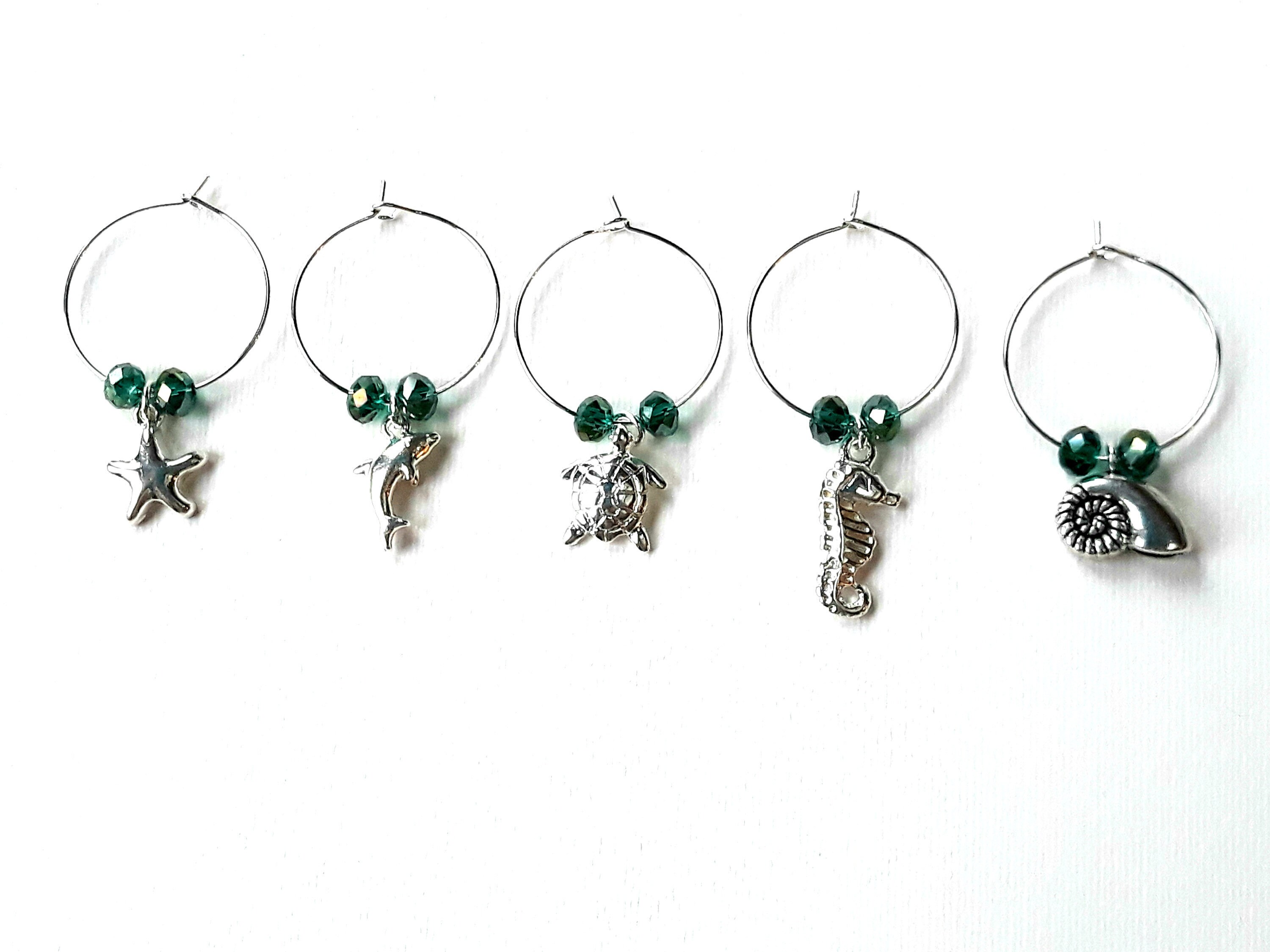 Wine Glass Charms Ocean Theme Party Silver Wine Charms With - Etsy