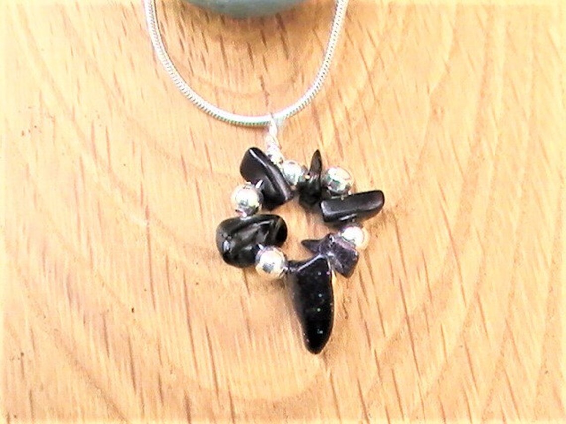 Gothic Necklace Goldstone Jewellery Dark Blue and Silver - Etsy
